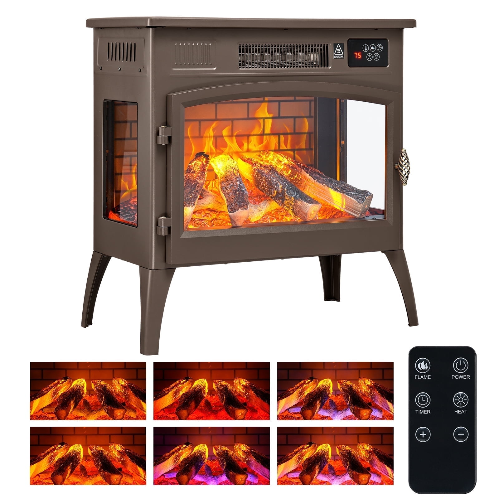Upstreman Home 24" Freestanding Electric Fireplace Heater, 1000/1500W ...