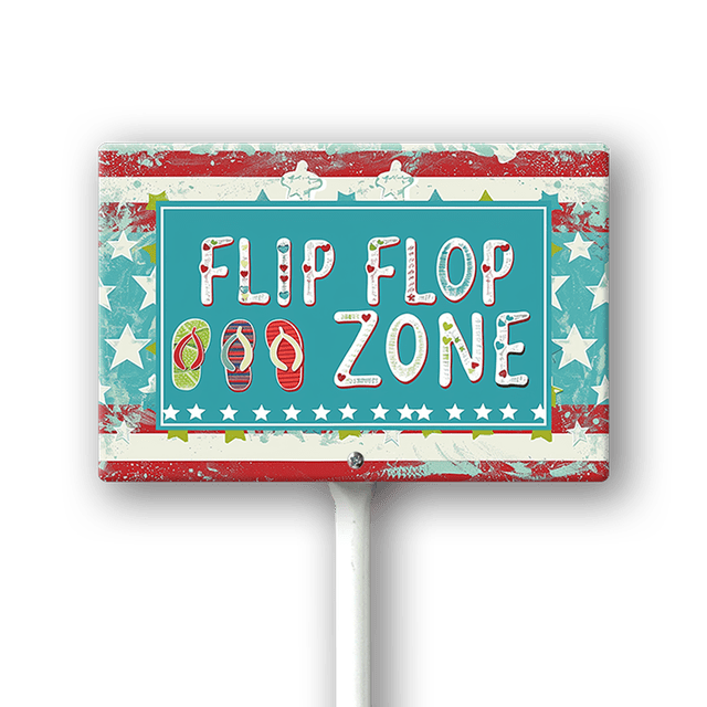 Uptell Flip Flop Zone Aluminum Sign Funny Pool Signs With Stake Beach ...