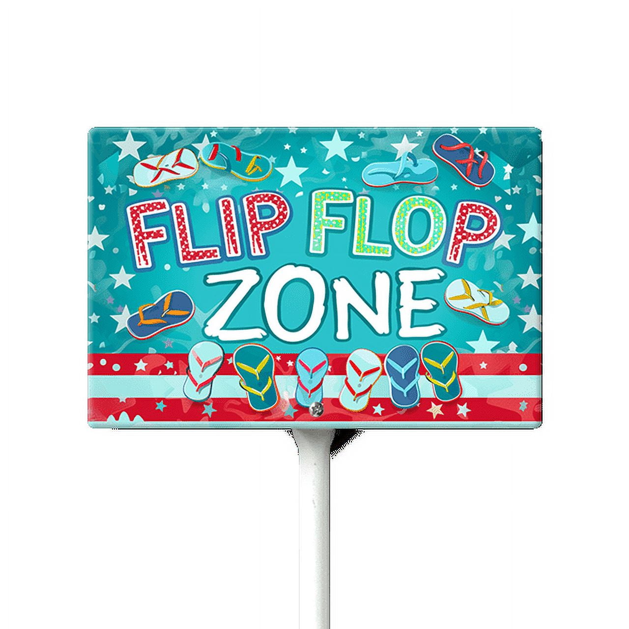 Uptell Flip Flop Zone Aluminum Sign Funny Pool Signs With Stake Beach ...