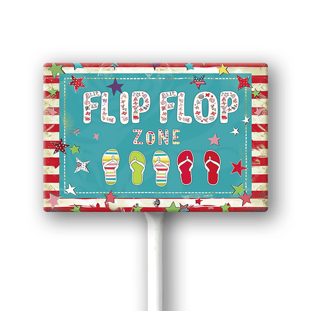 Uptell Flip Flop Zone Aluminum Sign Funny Pool Signs With Stake Beach ...