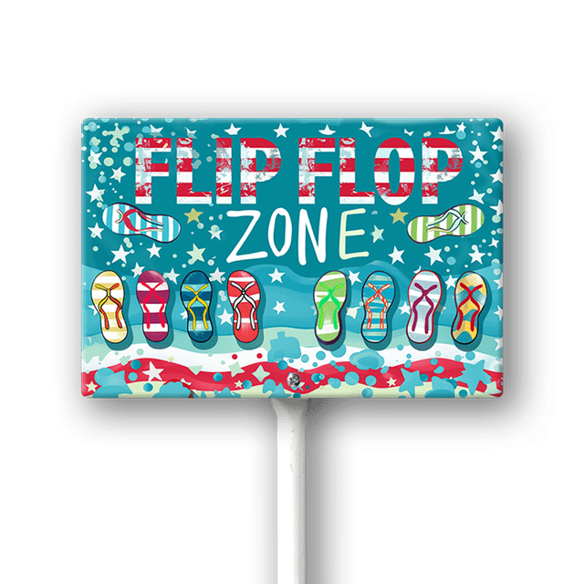 Uptell Flip Flop Zone Aluminum Sign Funny Pool Signs With Stake Beach ...