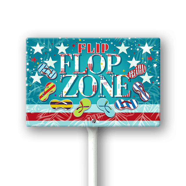 Uptell Flip Flop Zone Aluminum Sign Funny Pool Signs With Stake Beach ...