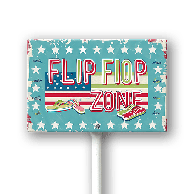Uptell Flip Flop Zone Aluminum Sign Funny Pool Signs With Stake Beach ...
