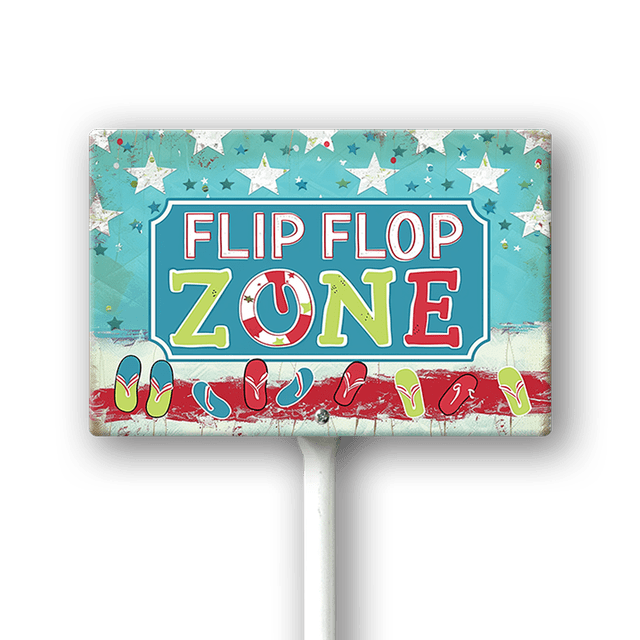 Uptell Flip Flop Zone Aluminum Sign Funny Pool Signs With Stake Beach ...