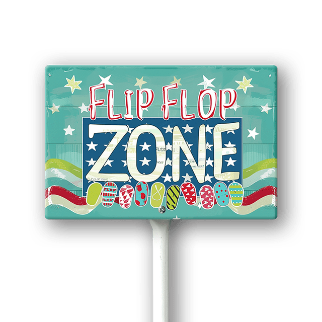 Uptell Flip Flop Zone Aluminum Sign Funny Pool Signs With Stake Beach ...