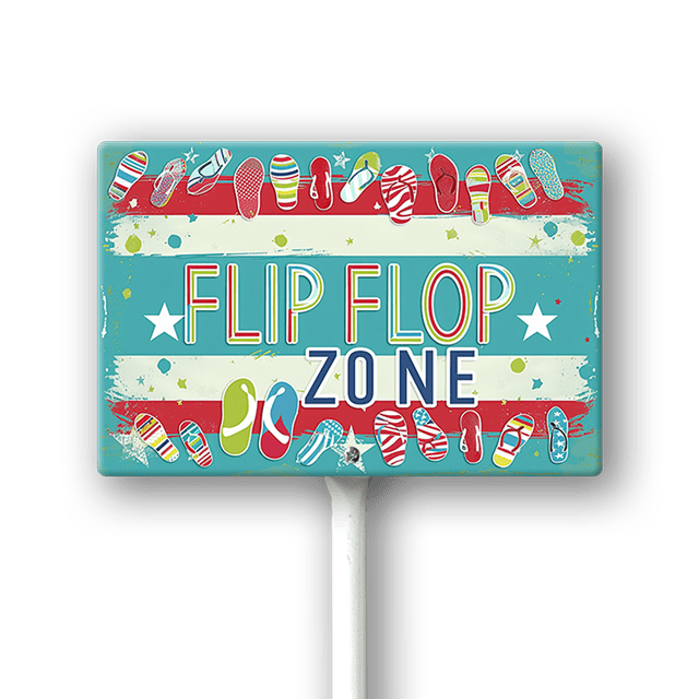 Uptell Flip Flop Zone Aluminum Sign Funny Pool Signs With Stake Beach ...