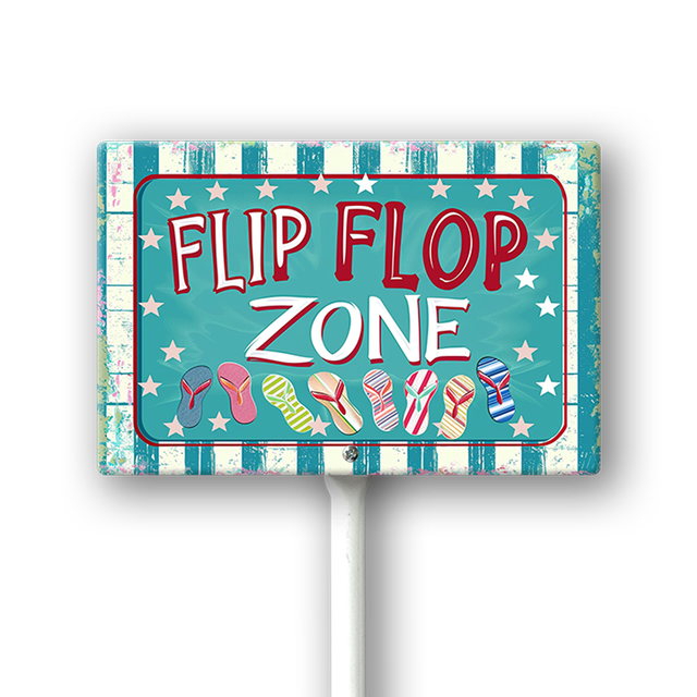 Uptell Flip Flop Zone Aluminum Sign Funny Pool Signs With Stake Beach ...
