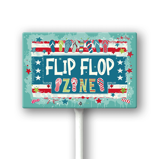 Uptell Flip Flop Zone Aluminum Sign Funny Pool Signs With Stake Beach ...