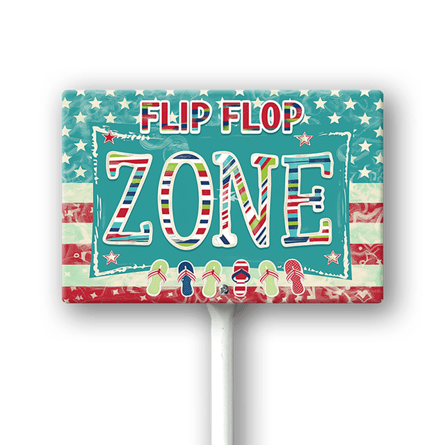Uptell Flip Flop Zone Aluminum Sign Funny Pool Signs With Stake Beach ...