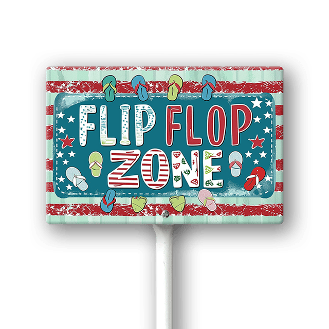 Uptell Flip Flop Zone Aluminum Sign Funny Pool Signs With Stake Beach ...