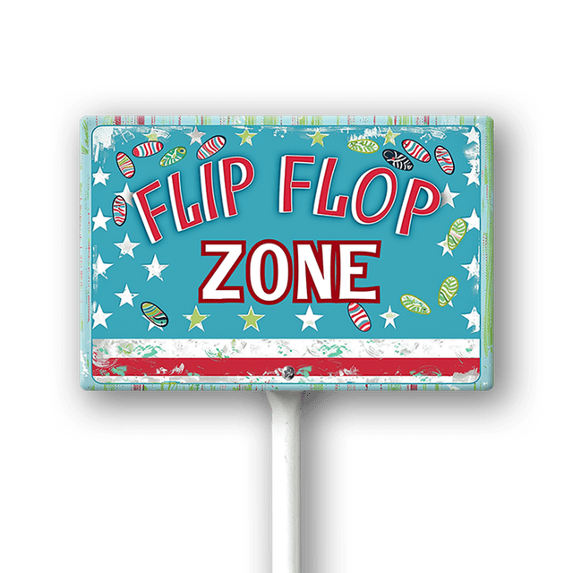 Uptell Flip Flop Zone Aluminum Sign Funny Pool Signs With Stake Beach ...