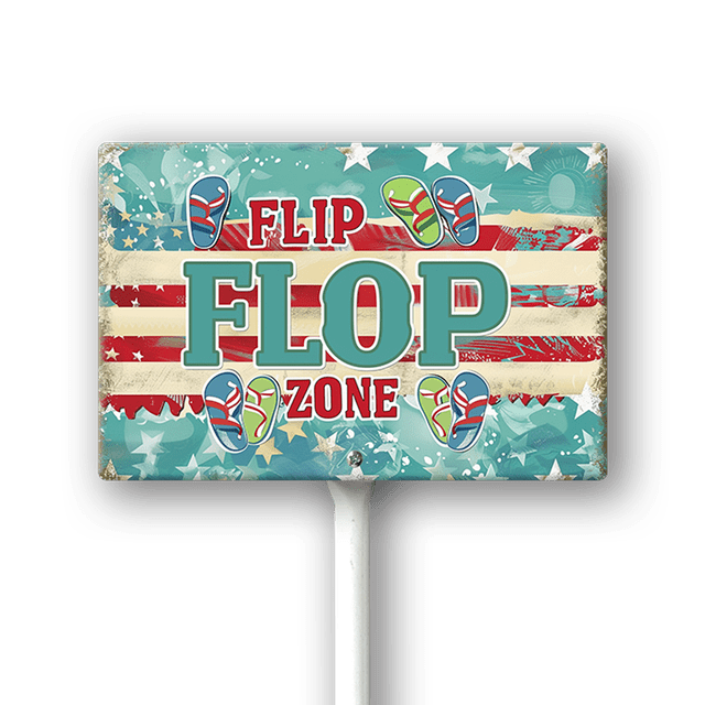 Uptell Flip Flop Zone Aluminum Sign Funny Pool Signs With Stake Beach ...
