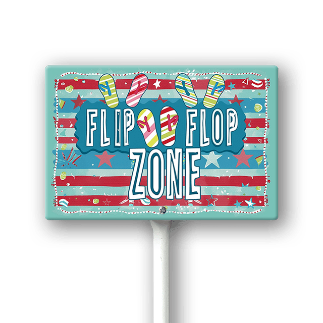 Uptell Flip Flop Zone Aluminum Sign Funny Pool Signs With Stake Beach ...
