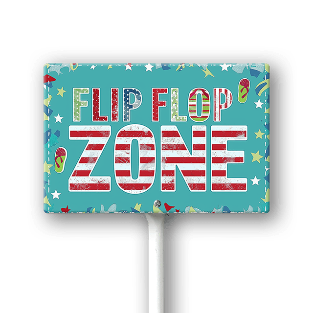 Uptell Flip Flop Zone Aluminum Sign Funny Pool Signs With Stake Beach ...