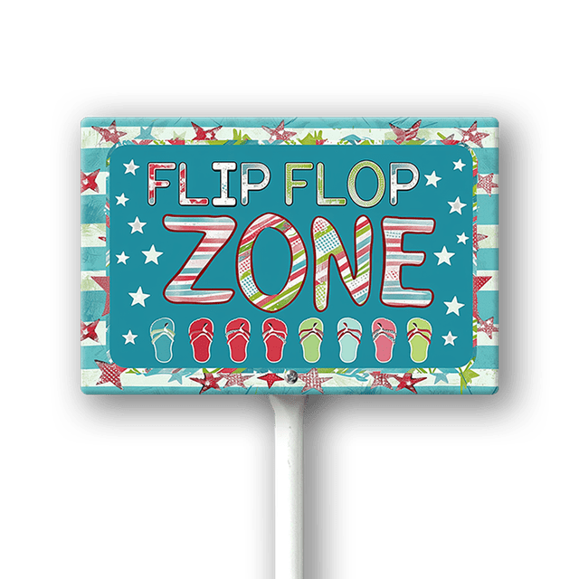 Uptell Flip Flop Zone Aluminum Sign Funny Pool Signs With Stake Beach ...