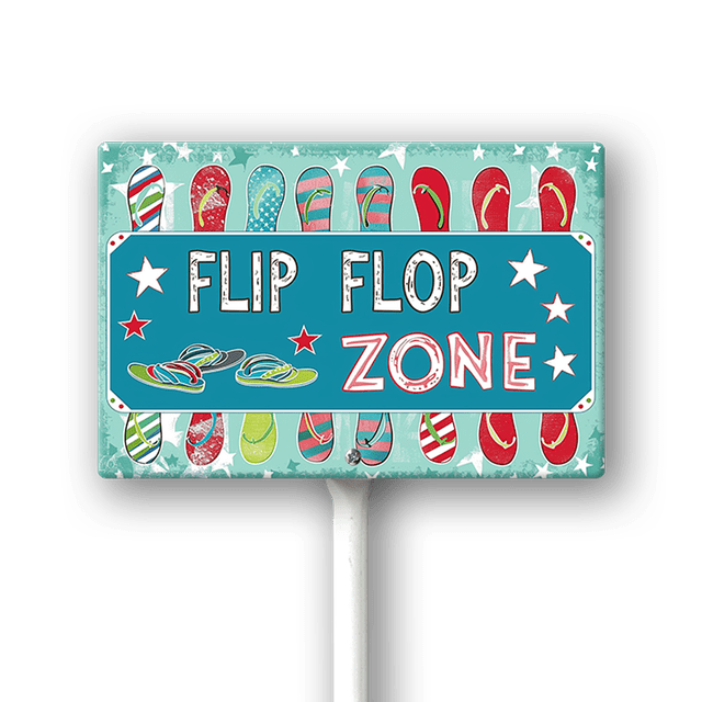 Uptell Flip Flop Zone Aluminum Sign Funny Pool Signs With Stake Beach ...
