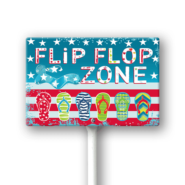 Uptell Flip Flop Zone Aluminum Sign Funny Pool Signs With Stake Beach ...