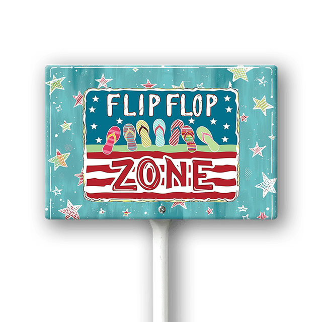 Uptell Flip Flop Zone Aluminum Sign Funny Pool Signs With Stake Beach ...