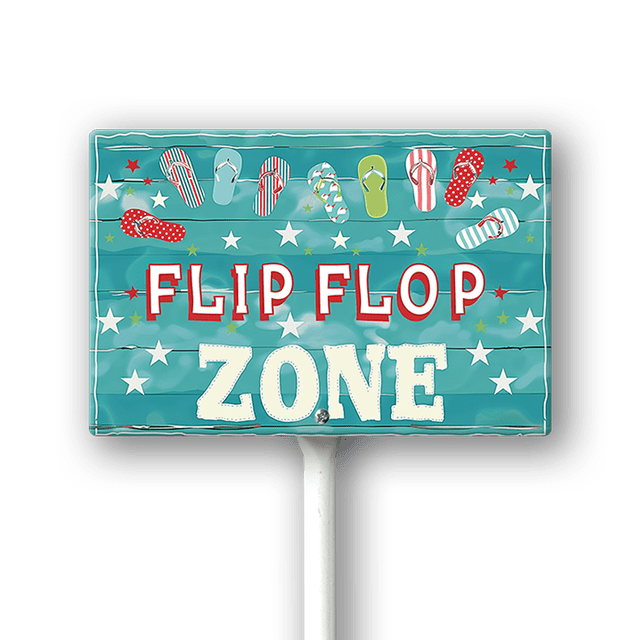 Uptell Flip Flop Zone Aluminum Sign Funny Pool Signs With Stake Beach ...