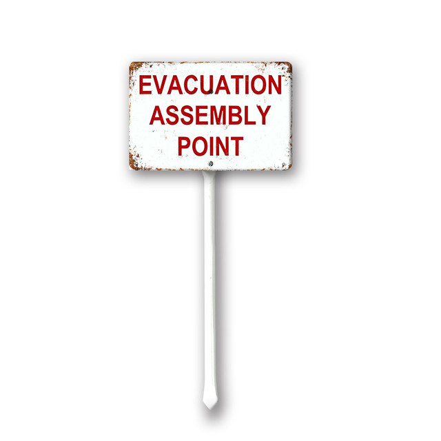 Yjiankangz Yard Sign With Stake Evacuation Assembly Point Aluminium ...