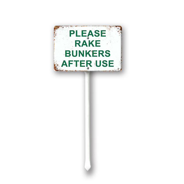 Yjiankangz Yard Sign With Stake Please Rake Bunkers After Use Aluminium ...