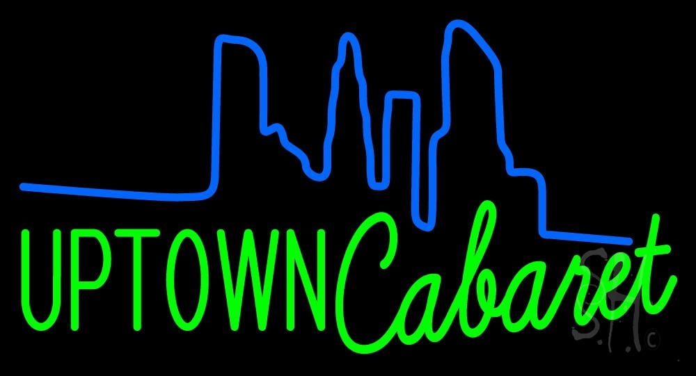 Uptown Cabaret LED Neon Sign 20" Tall x 37" Wide - inches Black Square ...