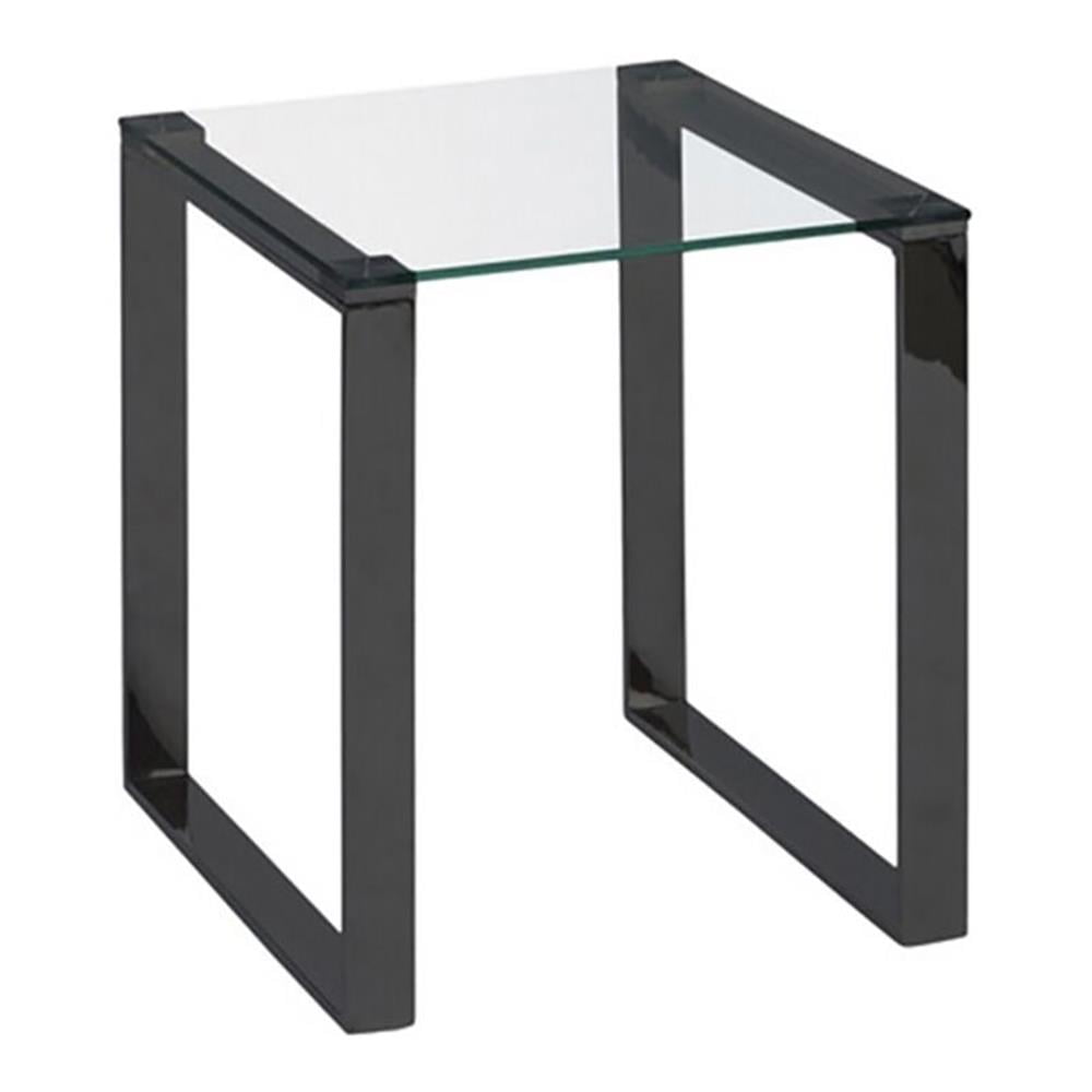 Uptown Club Farmer Modern Metal End Table with Tempered Glass Top in ...