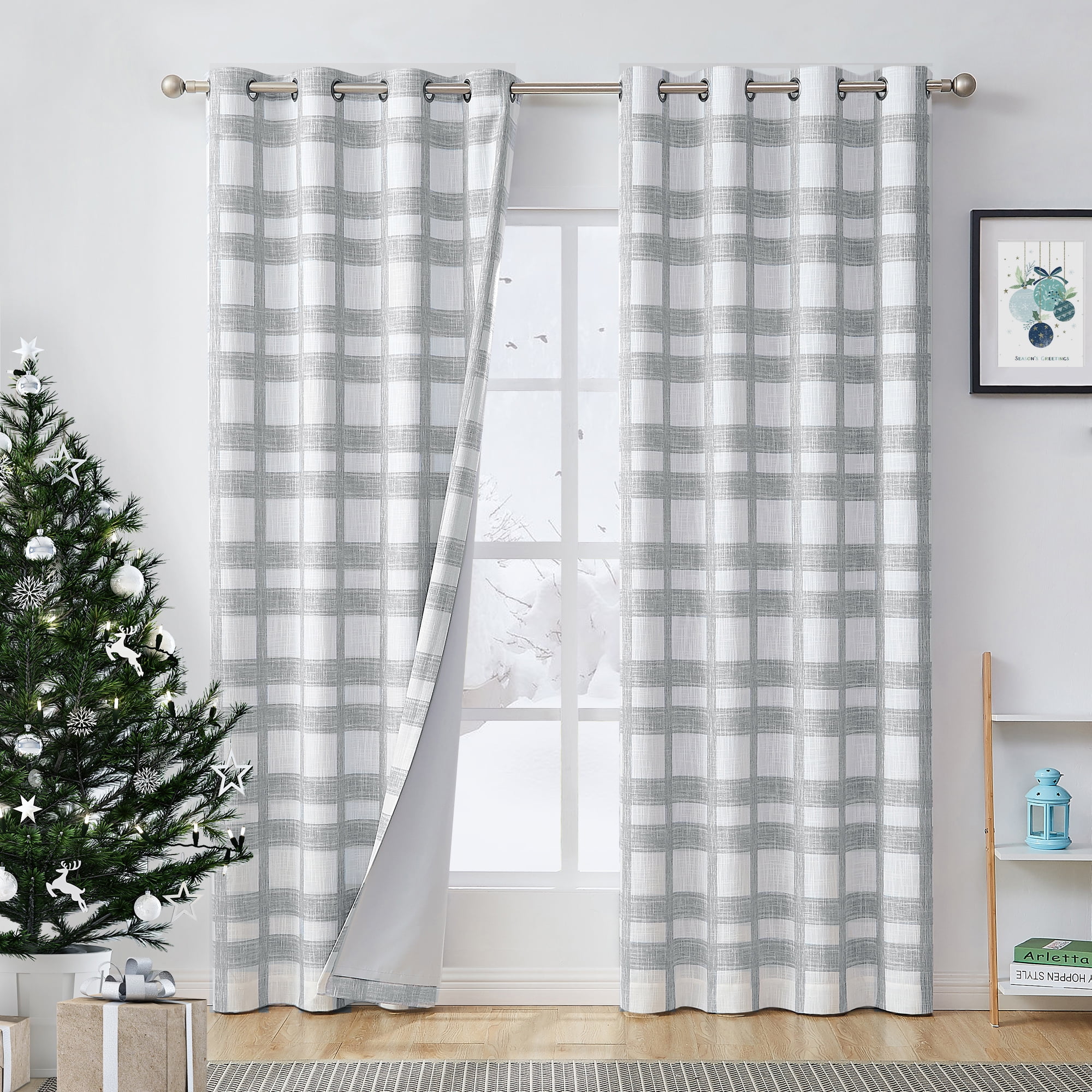 Uptown Home Buffalo Plaid Check Blackout Curtains For Bedroom Thermal