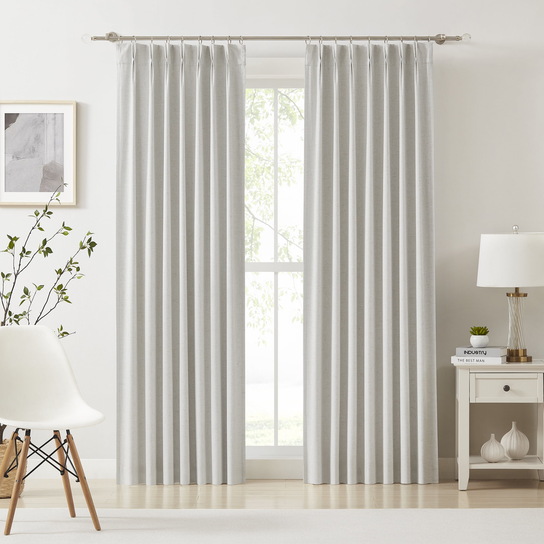 "Uptown Home Natural Linen Blackout Curtain Panels, Pinch Pleated ...