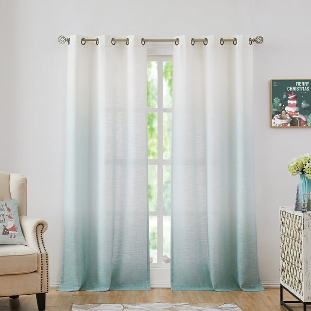 "Uptown Home Ombre Teal Heavy Textured Window Curtain Panel, Rayon ...