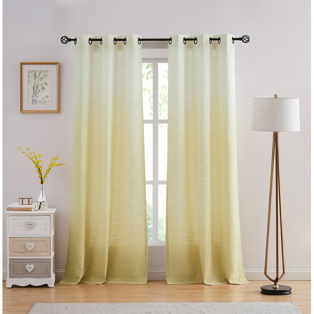 Uptown Home Ombre Yellow Window Curtain Panel for Living Room Semi ...