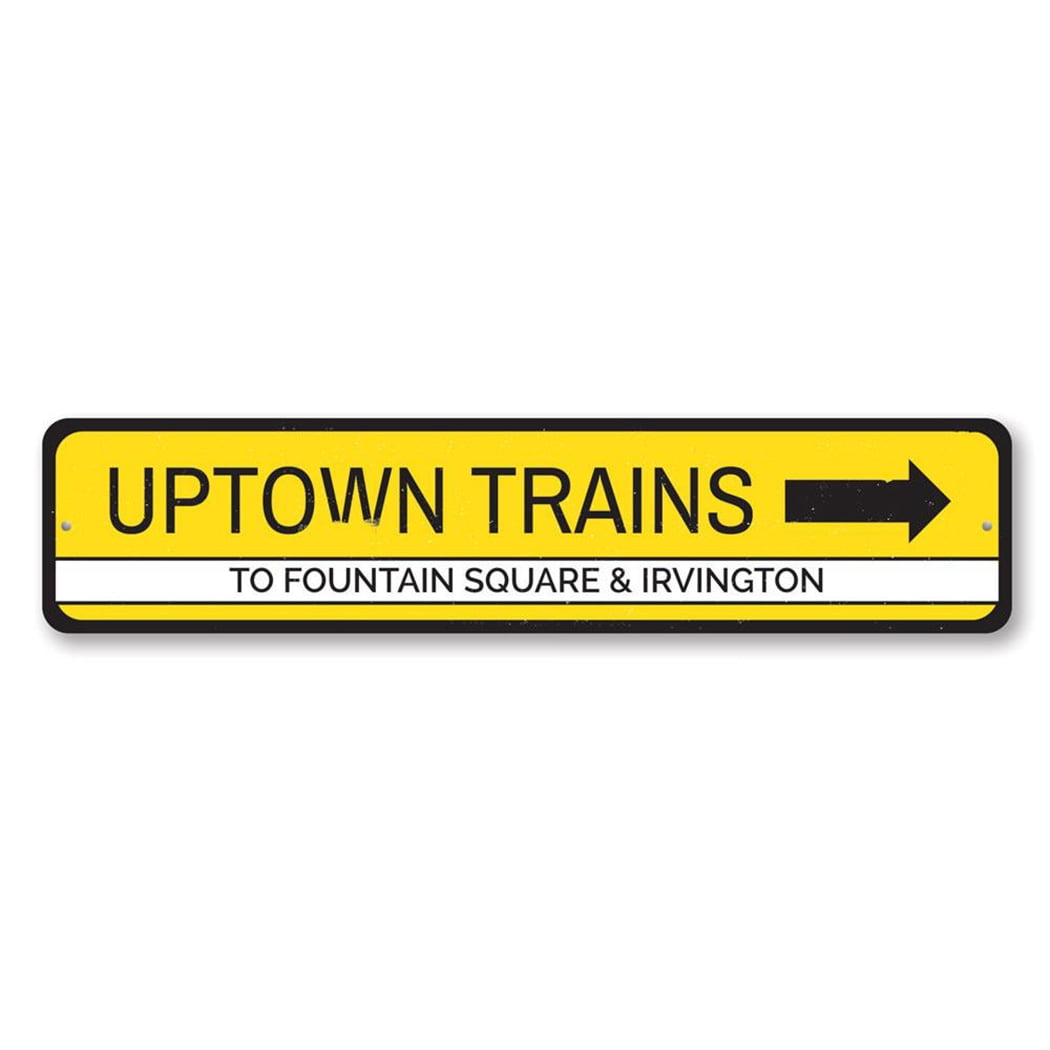 Uptown Trains Directional Arrow Sign, Train Station Man Cave Sign ...