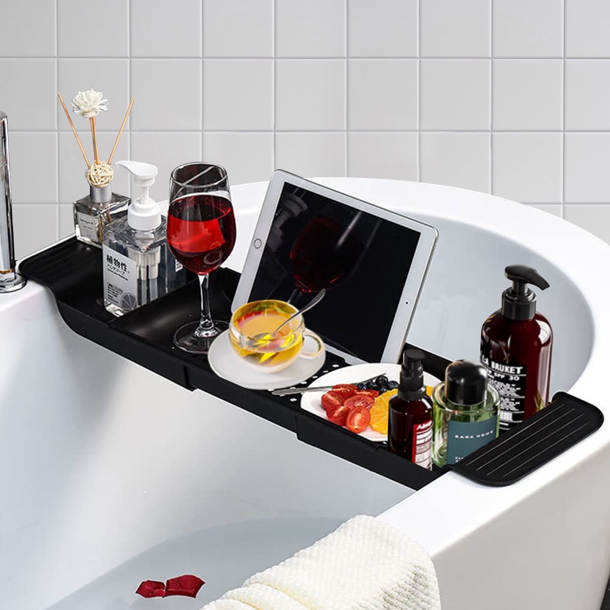 Uptyia Adjustable Bathtub Tray: Expandable Bath Caddy, Tub Bath ...