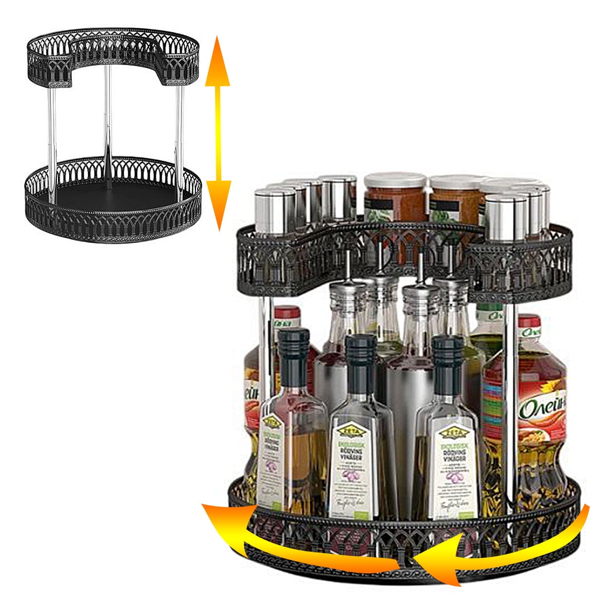 Uptyia 2 Tier Spice Rack Organizer for Cabinet Lazy Susan Spice ...