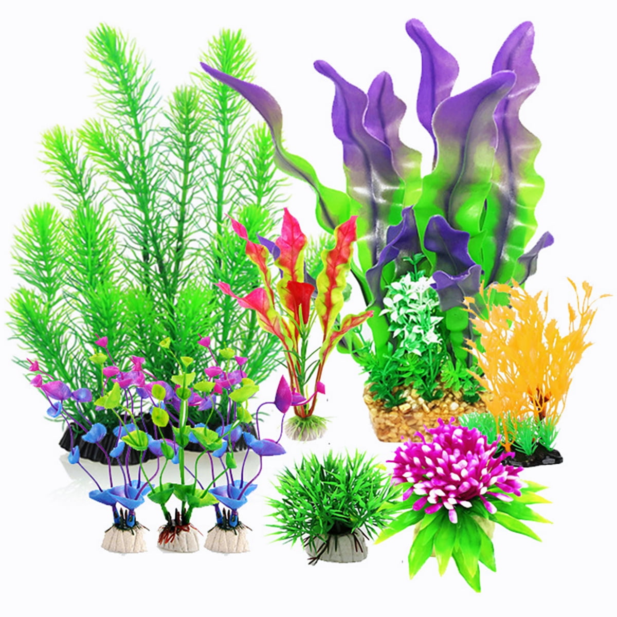 Uptyia Artificial Aquarium Plants Plastic Fish Tank Decorations Fake ...