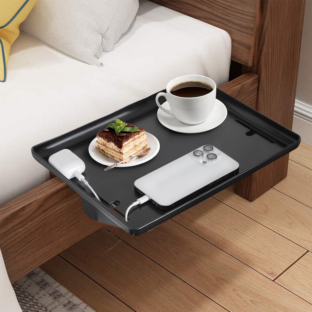 Bamboo Bedside Shelf Nightstand for Bunk Bed - Bedside Table Organizer ...