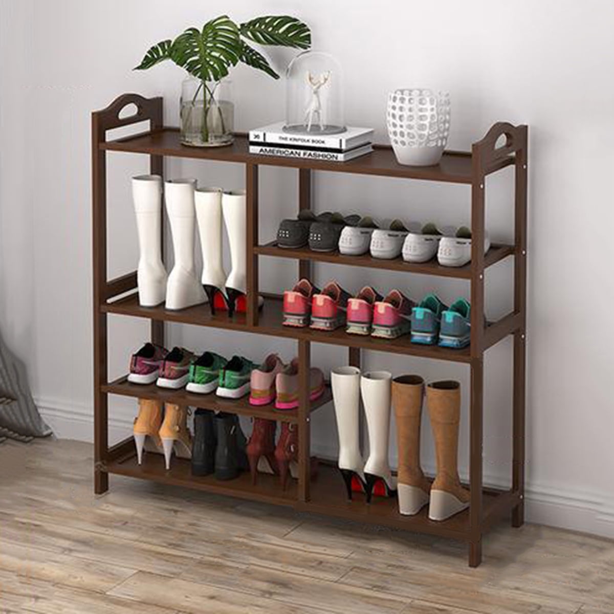 Uptyia Shoe Rack 5 Tier Bamboo Shoe Shelf, Shoe Organizers with ...