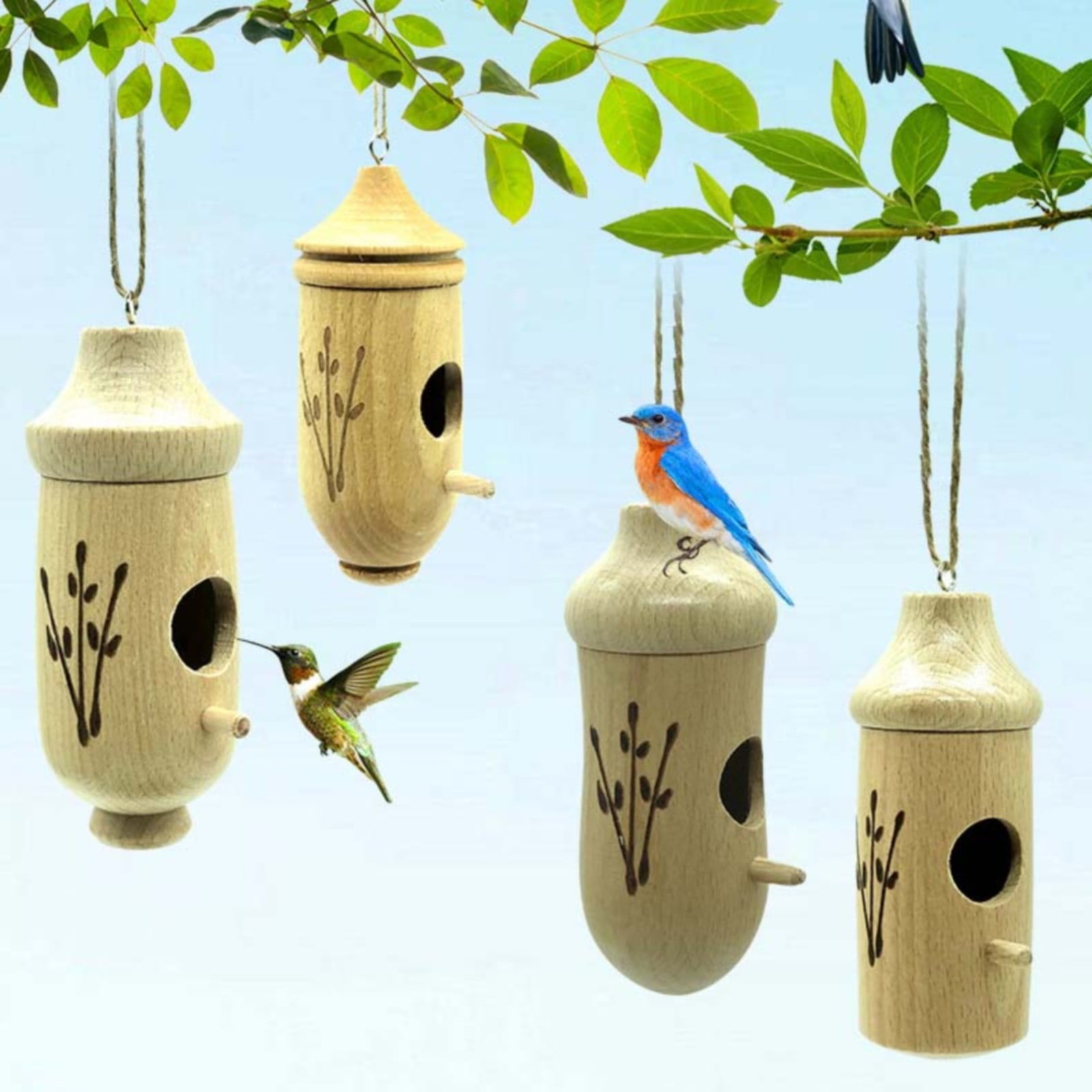 Uqiangy Bird Houses, Hummingbird House for Outside Hanging,Wooden ...