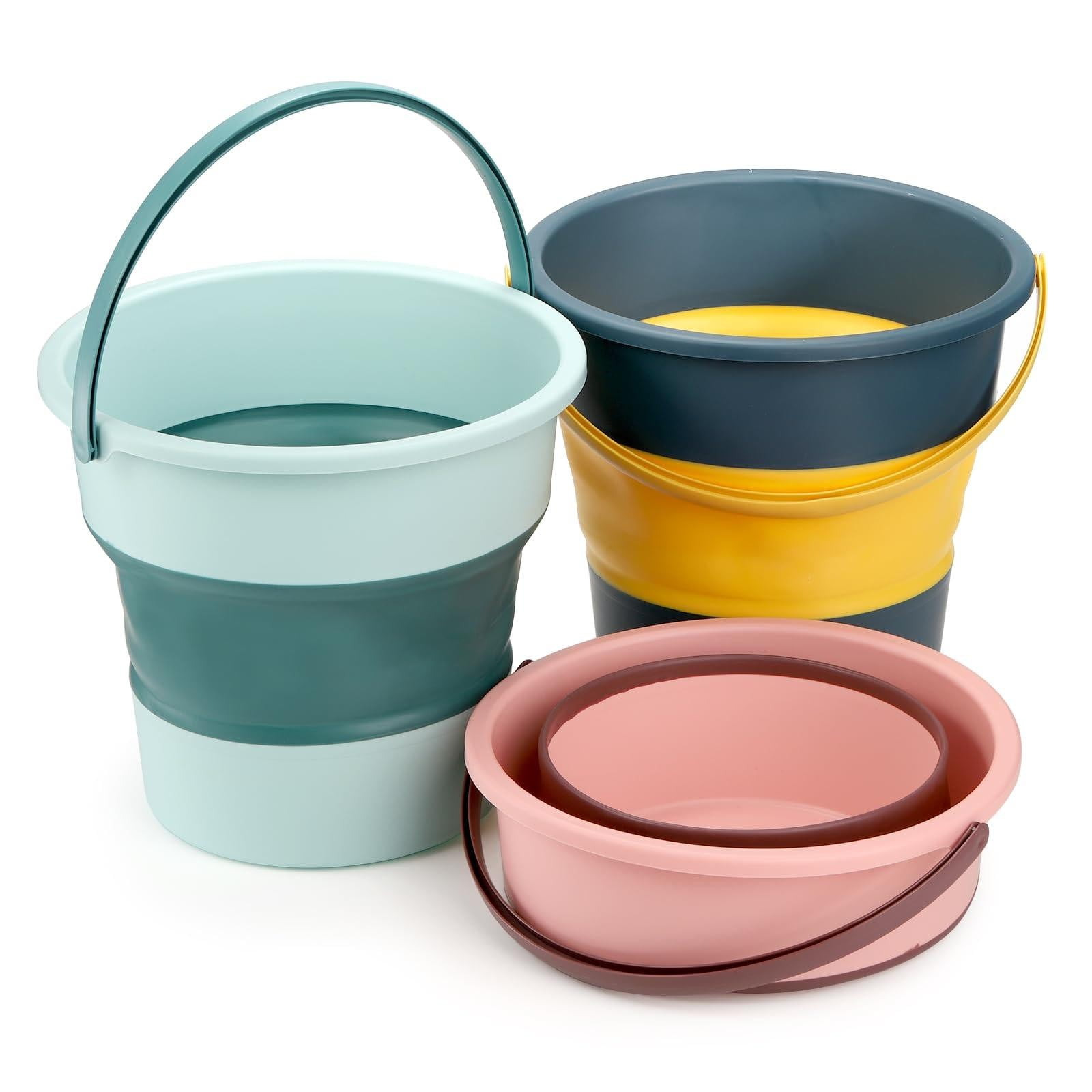 Uqiangy Collapsible Plastic Bucket, Foldable Round Tub with Handle ...