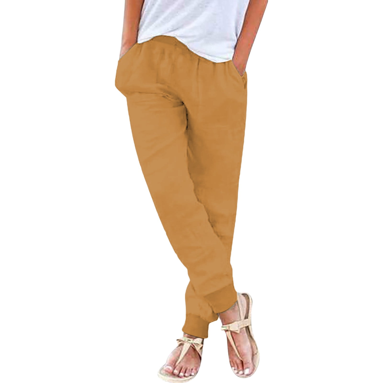 Uqiangy Cotton Pants Women Summer Cropped Linen Pants Women Linen ...