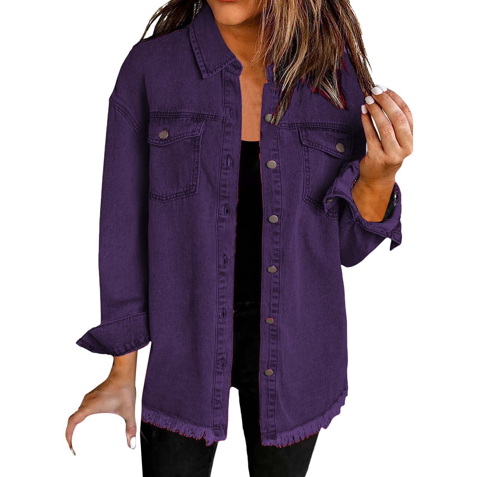 Uqiangy Denim Shirt Women Long Denim Jacket for Women Lightweight ...