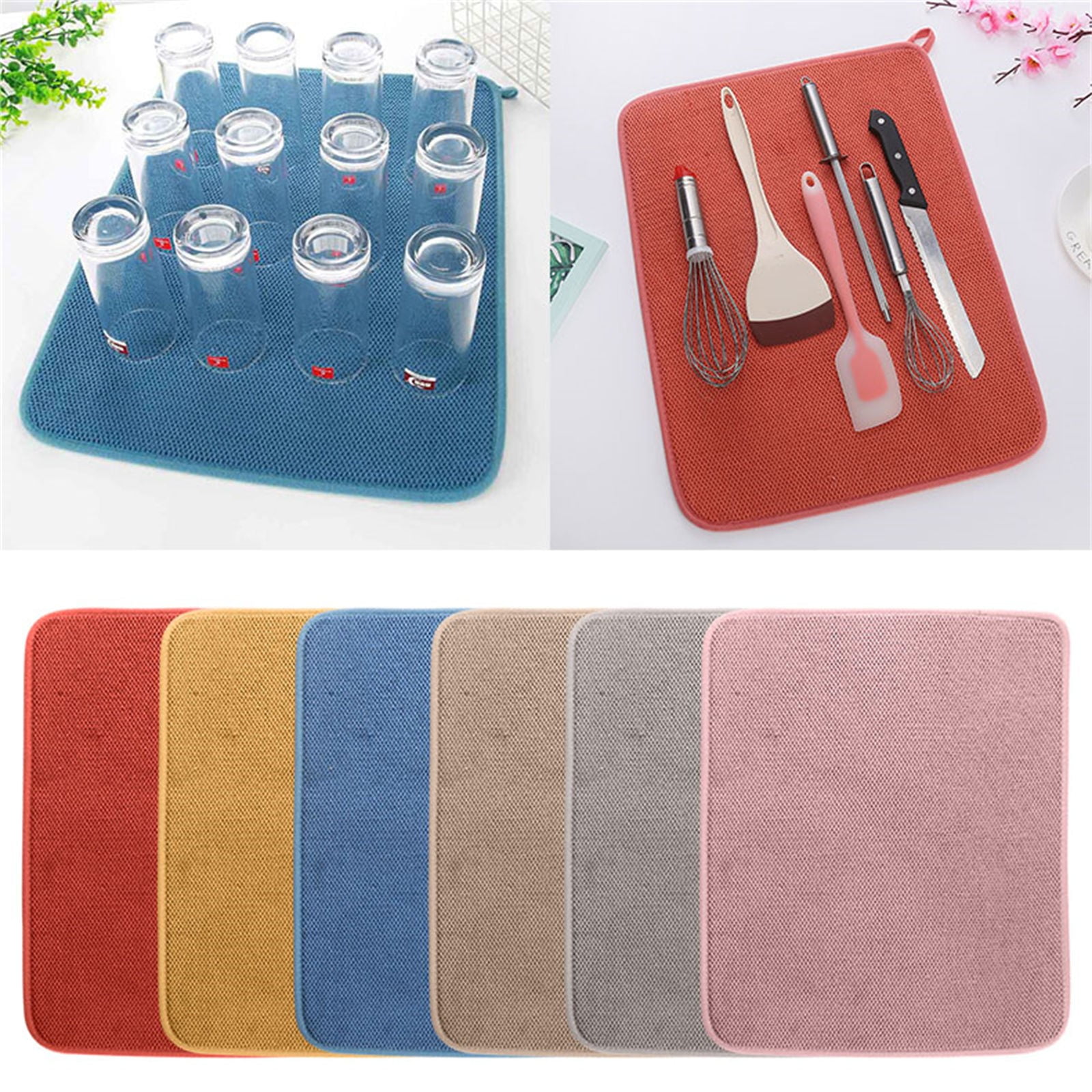 Uqiangy Dish Drying Mat for Kitchen Microfiber Drying Mats Absorbent ...