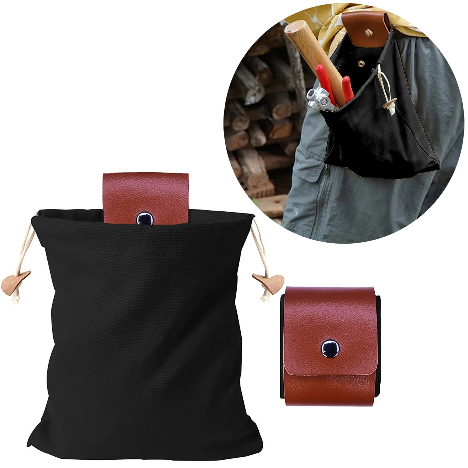 Uqiangy Foldable Canvas Belt Bag Foraging Bag Waxed Canvas Fruit ...