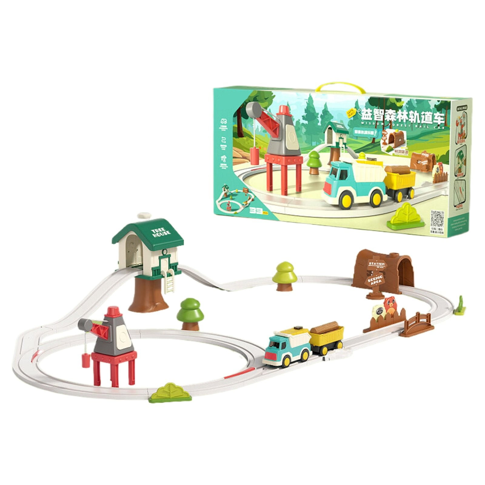 Uqiangy Forest Track Adventure Train Set with Magnetic Link Logging ...