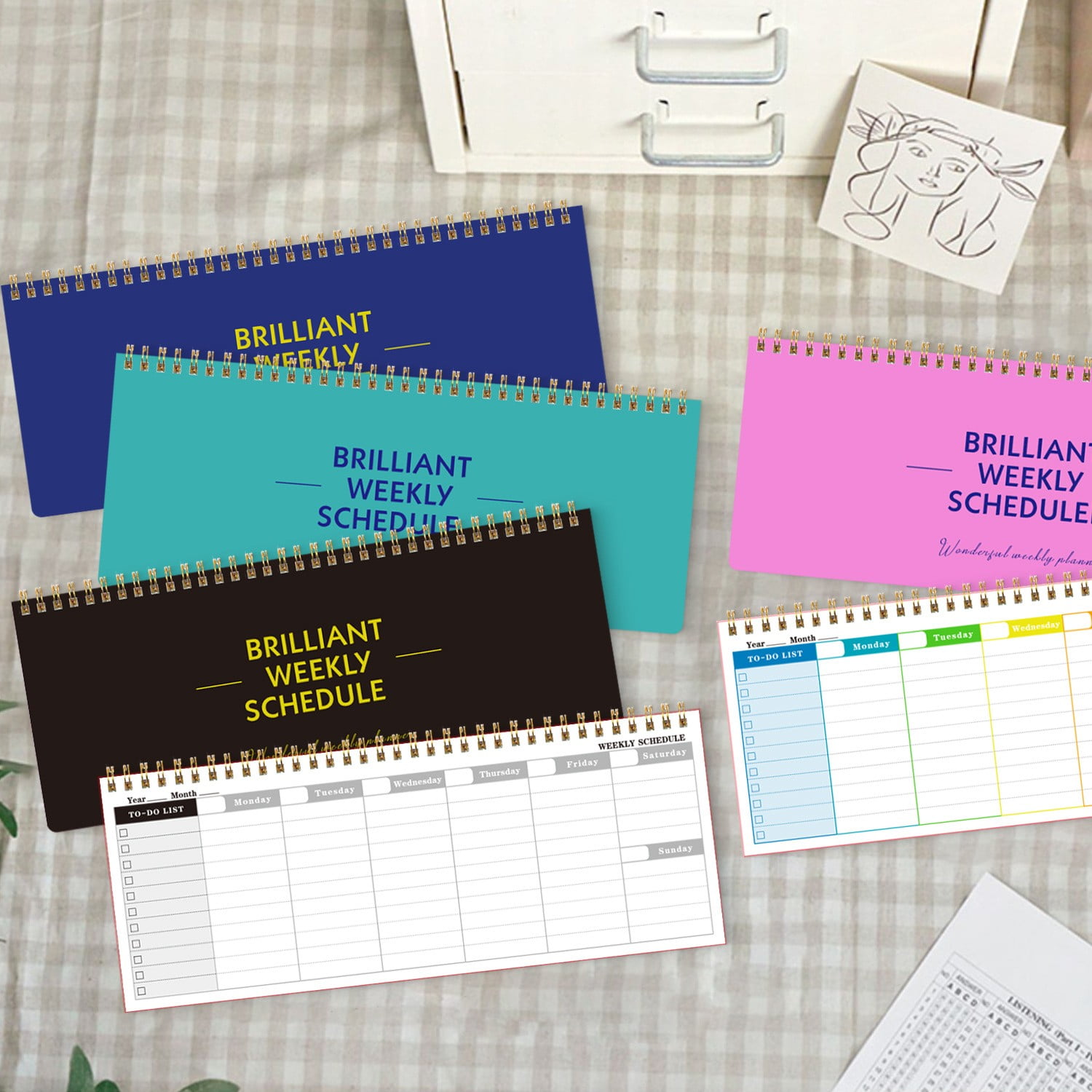 Uqiangy Notepad,2025 Border New English Long Weekly Plan Simple Coil ...