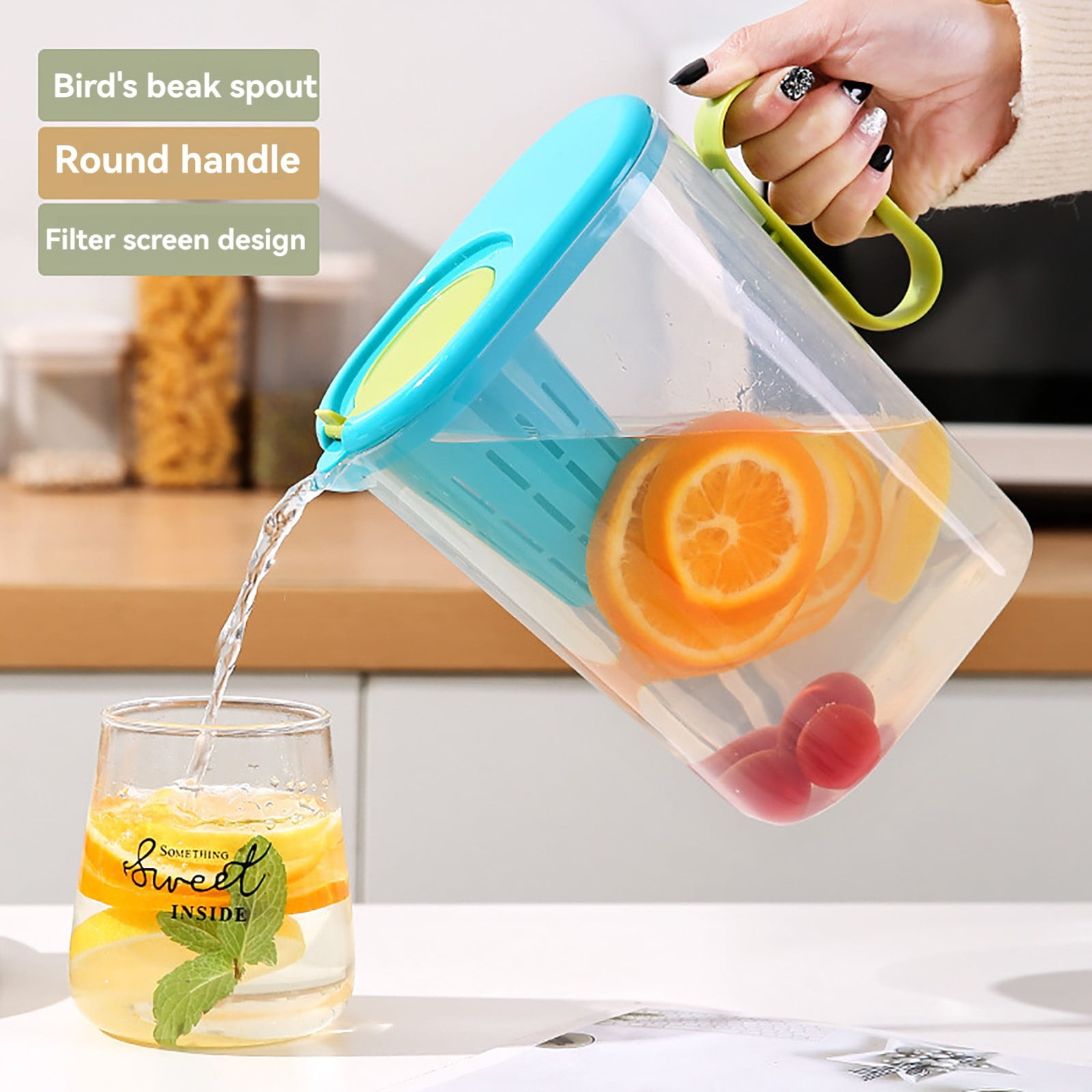 Uqiangy Plastic Water Pitcher with Lid, Clear Airtight Beverage Pitcher ...