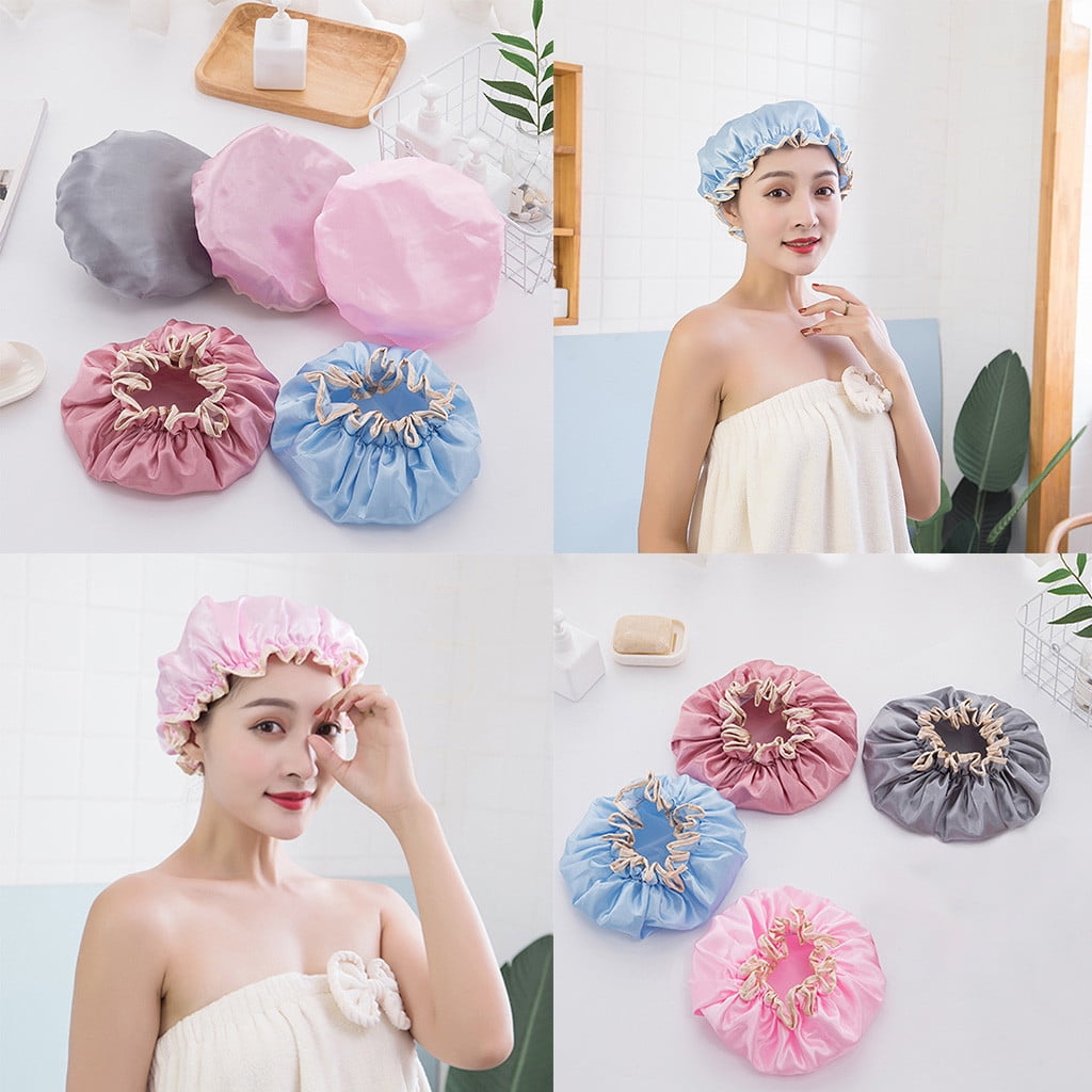 Uqiangy Shower Cap,100% Real Satin Lined Shower Cap,Extra Large Shower ...