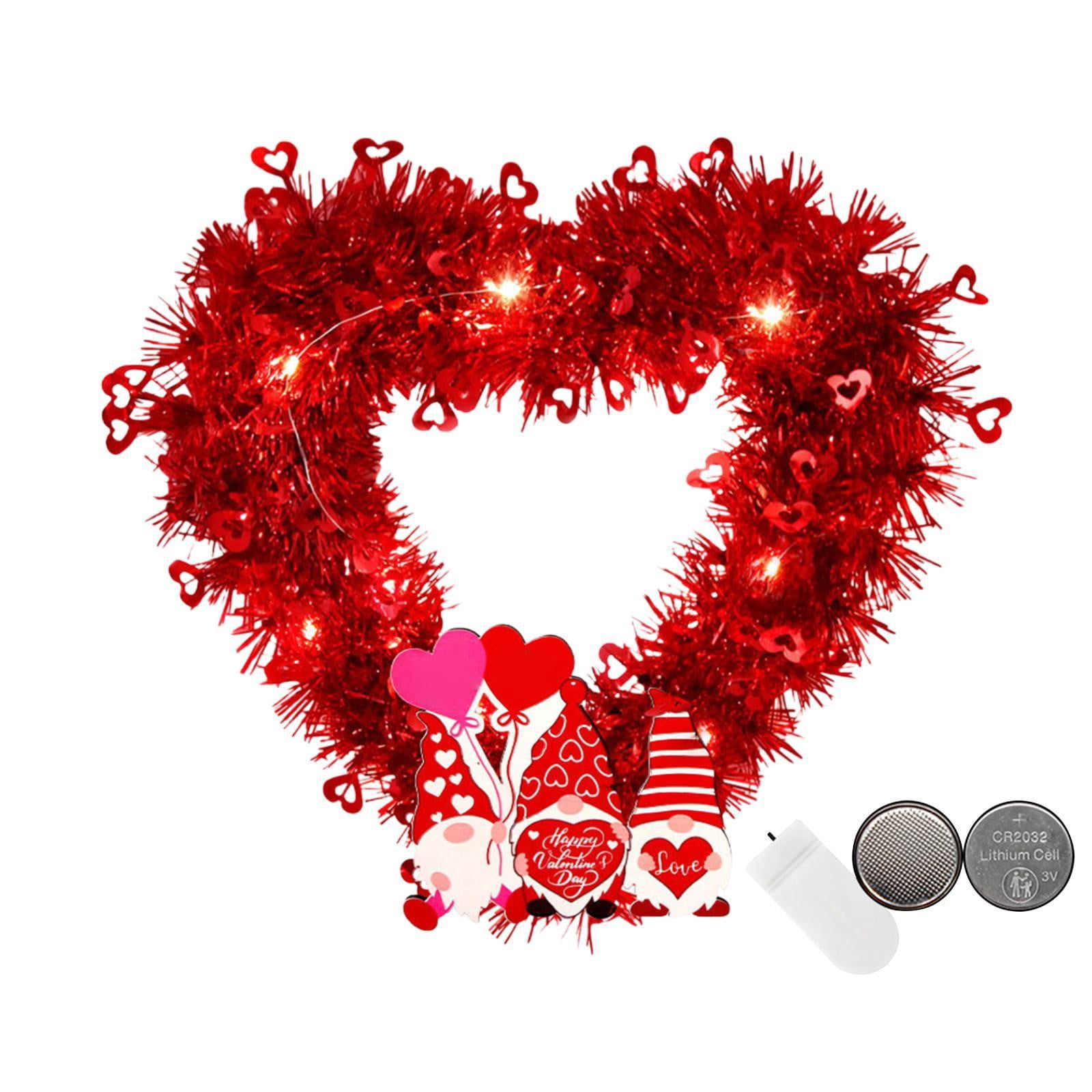Uqiangy Valentine's Day Heart Wreaths Glitter Red Tinsel Heart Shaped ...