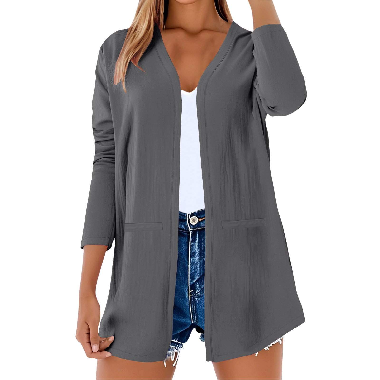 Uqiangy Womens Summer Lightweight Cardigan 3/4 Sleeve Shrugs Light ...