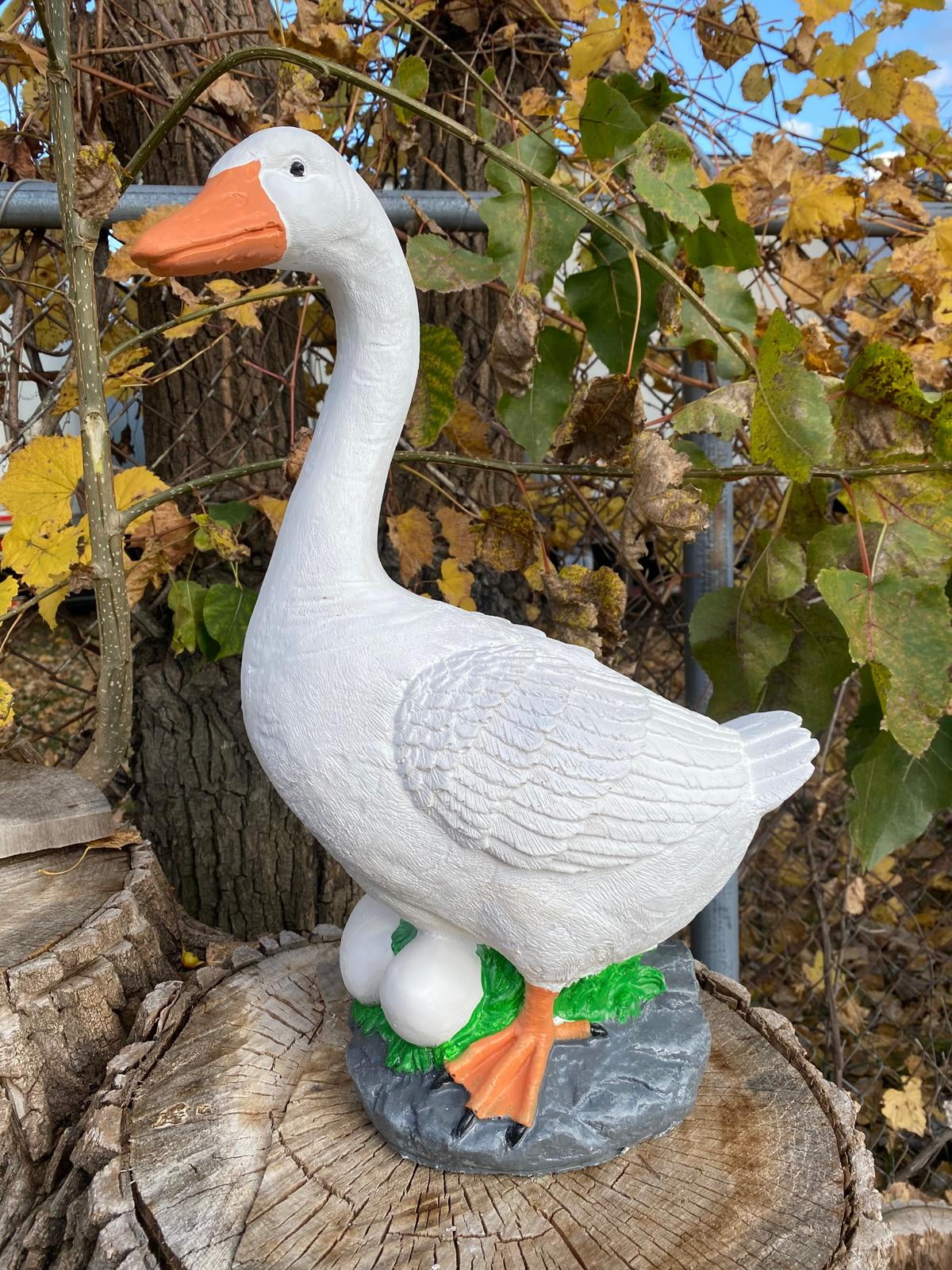 Ur Home Decor 19" Solid Cement Goose Statue – Handmade Outdoor Garden ...